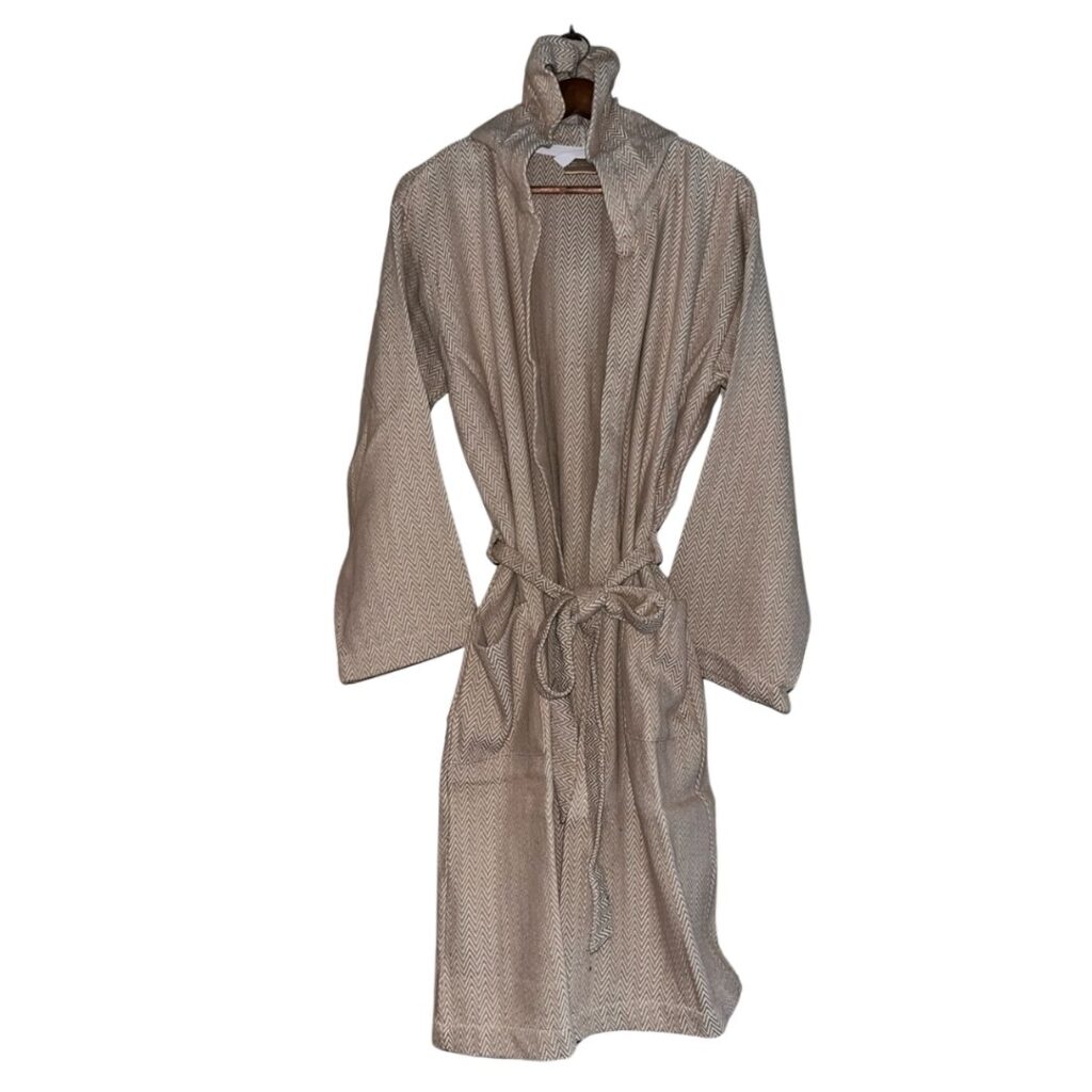 BEIGE FISHBONE BATHROBE – Polis Hammam